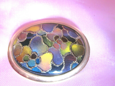 VINTAGE 2" oval "Mosaiic style " gold color pin | eBay