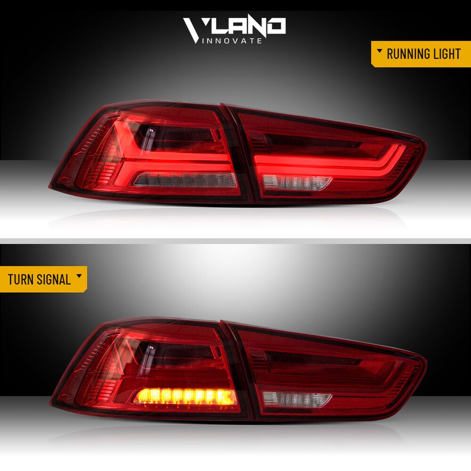RED VLAND FULL LED Tail Lights For 2008-2017 Mitsubishi Lancer EVO X ...