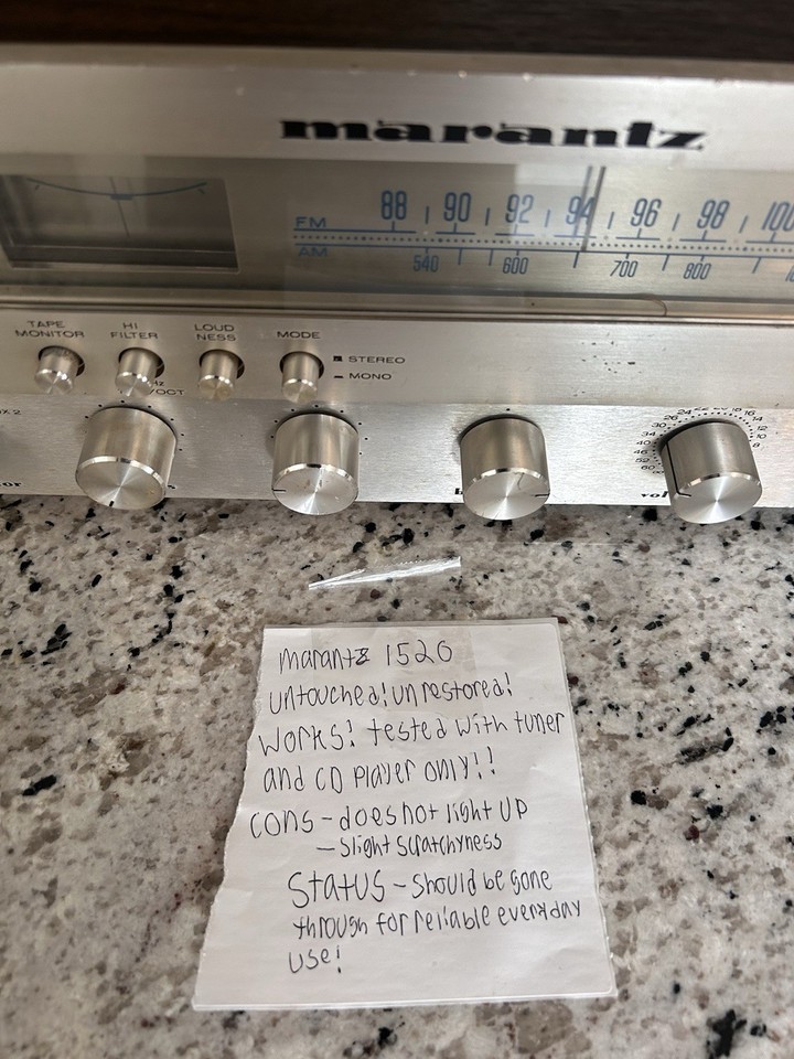 Vintage Marantz Model 1520 Stereo Receiver AM/FM-READ DESCRIPTION | eBay