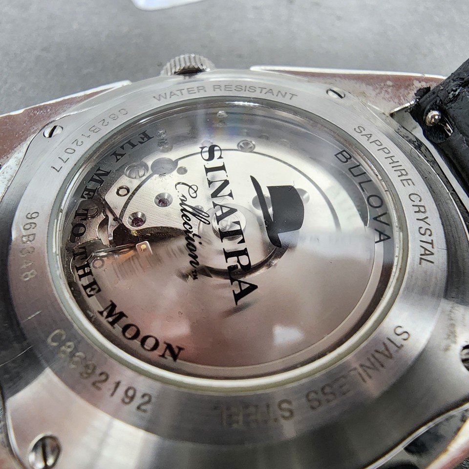 Bulova Sinatra Fly Me To The Moon Watch Men 40mm Black Dial Steel ...