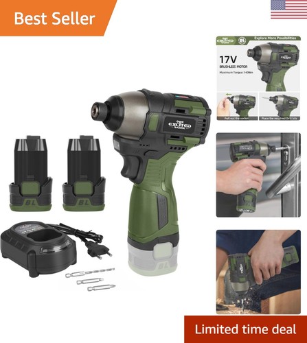 17V Cordless Impact Driver Set: 140Nm Torque, 3 Speeds, LED Light & 2 ...