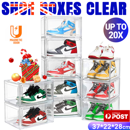 Ball Shoe Display Box Acrylic Container Stackable Boxes Storage Case ...