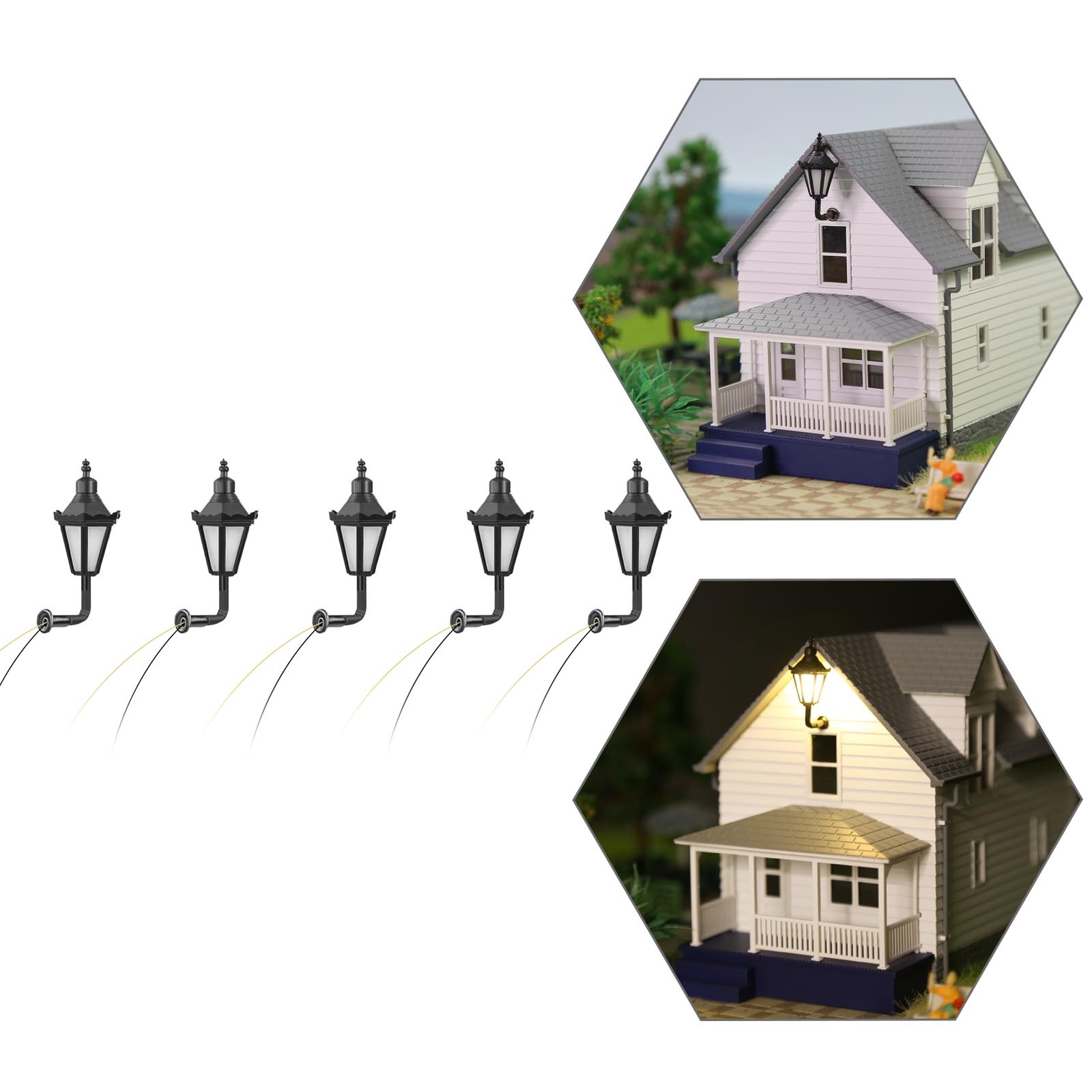 5pcs Model Railway 1:87 Lamps Outdoor Wall Lamps Lights HO Scale 12V ...