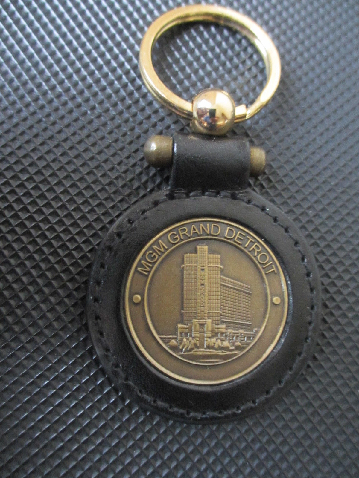 Vintage MGM GRAND Detroit Casino Keychain Leather with Brass Colored ...