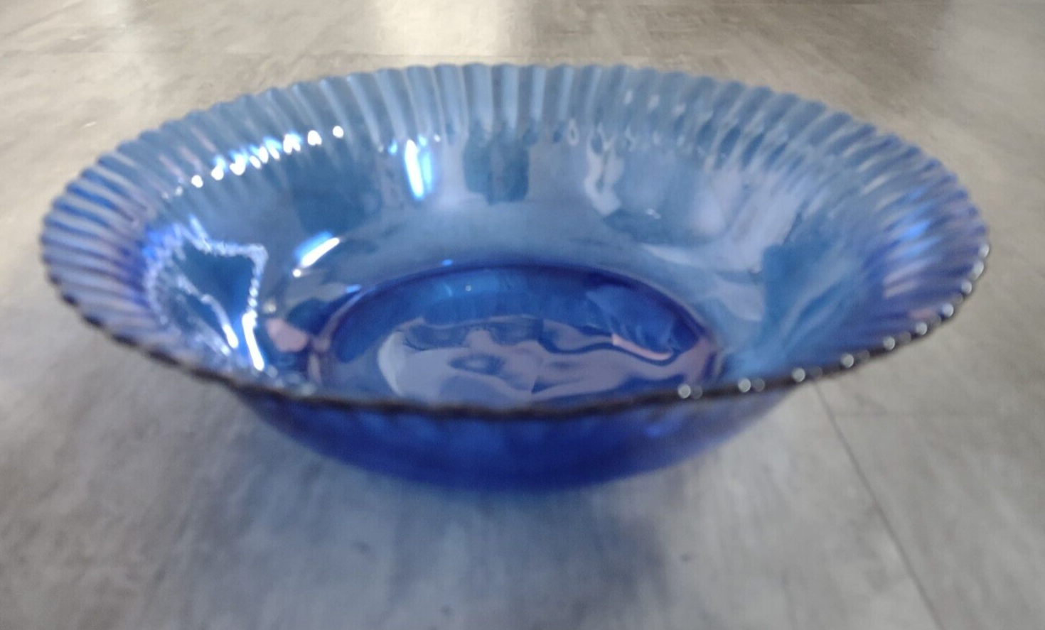 Vintage Colorex Cobalt Blue Fluted Glass Serving Bowl 9.5” Made in ...