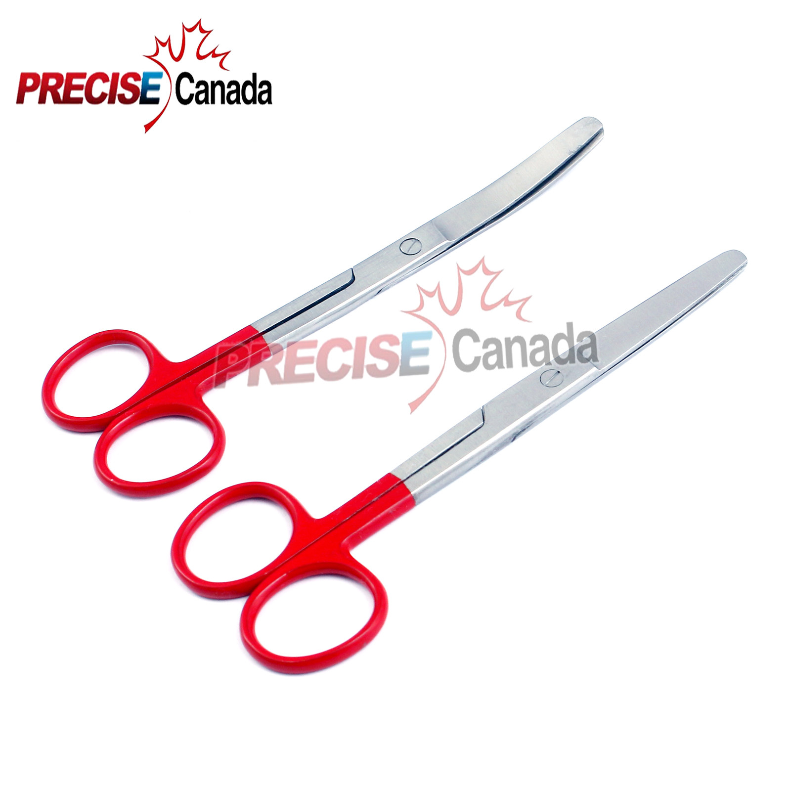 Set Of 2 Operating Surgical Scissors RED Handle 5.5" CVD & STR BLUNT ...