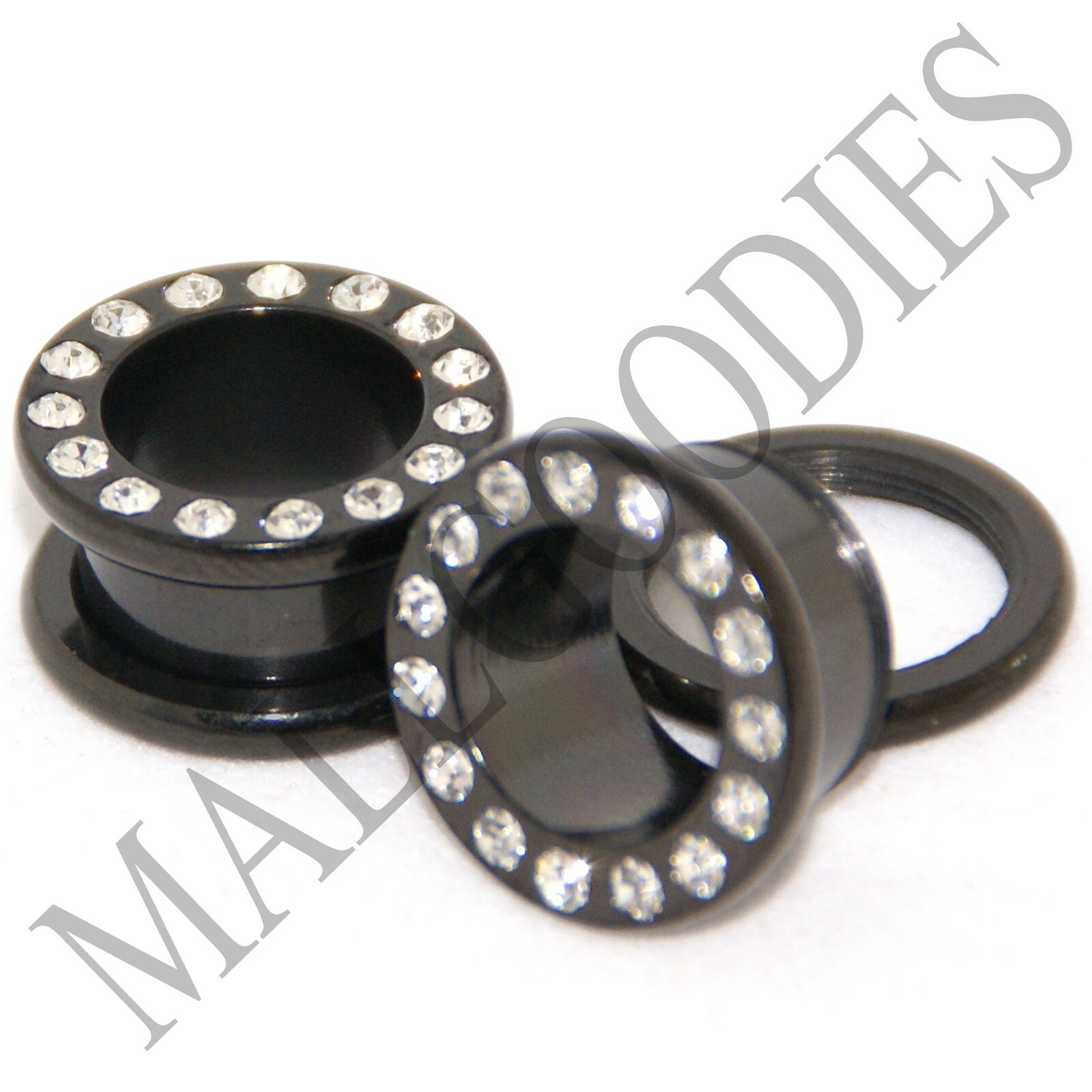 0064 Black Screw-on/fit CZ Flesh Tunnels 9/16" Inch 14mm Ear Plugs ...