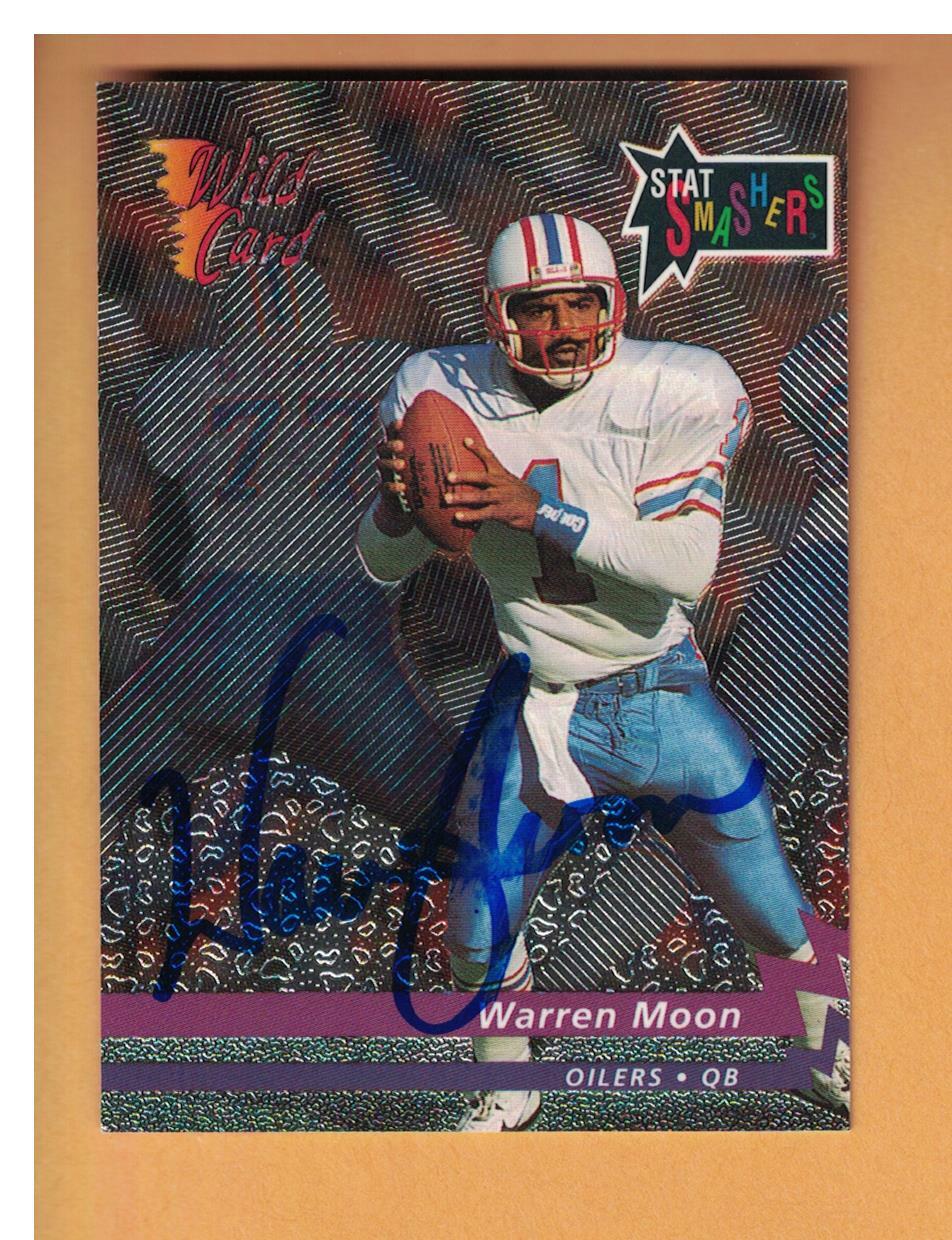 Warren Moon AUTOGRAPHED 1992 WILD CARD INSERT FOOTBALL CARD SIGNED ...
