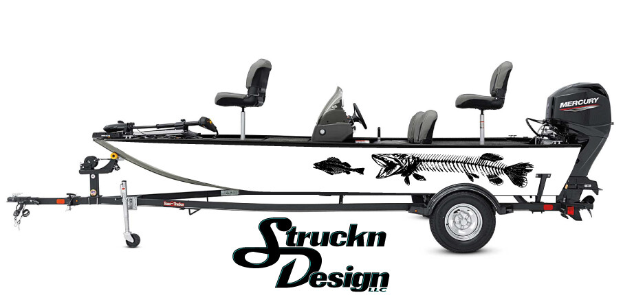 Skeleton Muskellunge Musky Bass Fish Boat Graphic Wrap Decal Vinyl ...