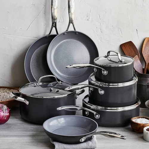 GreenPan Eras Hard Anodized Healthy Ceramic Nonstick 11 Piece Cookware ...