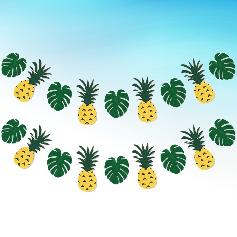 2 Pcs Hawaii Tropical Bunting Banner Hawaiian Luau Birthday Party ...