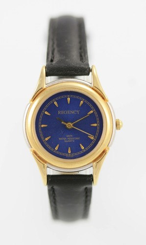 Regency Watch Womens Stainless Gold Silver Leather Black 30m Battery ...