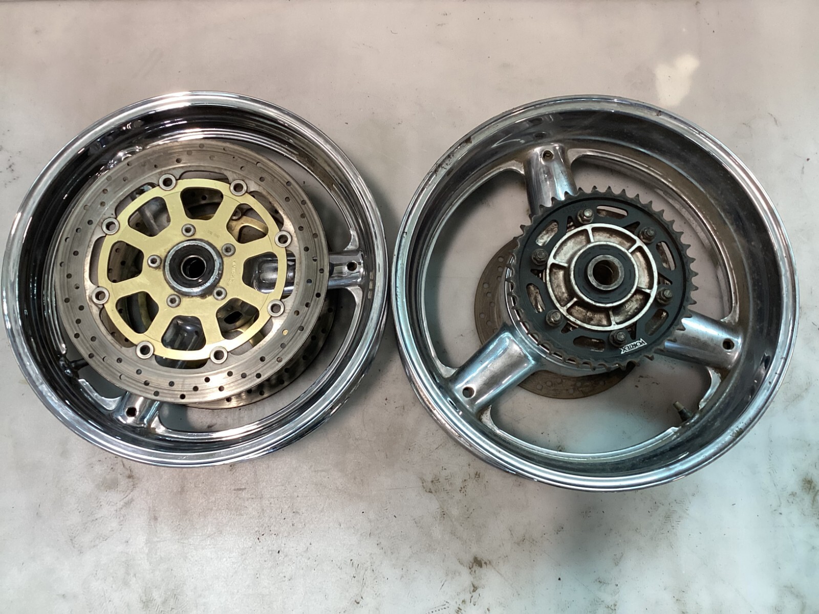 99-07 Suzuki Hayabusa GSXR 1300 Front Rear Wheels Rims Rotor Hub CHROME ...