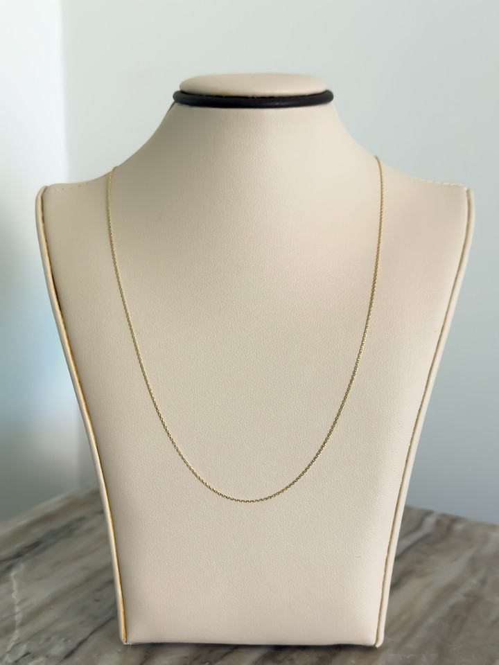 14k SOLID Gold Cable Chain 0.5mm Thin Necklace Adjustable 16", 17" & 18 ...