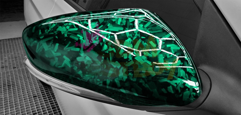 ESSMO PET Marble Forged Gloss Carbon Fiber Emerald Green Car Vinyl Wrap ...