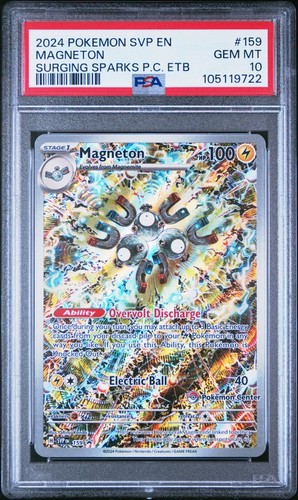 PSA 10 GEM MINT Magneton 159 Surging Sparks POKEMON CENTER ETB Promo ...