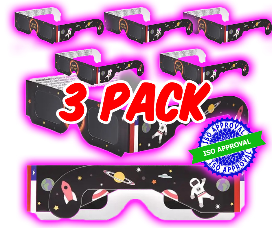 Solar Eclipse Glasses 3 Pack * ISO & CE | Grelly USA