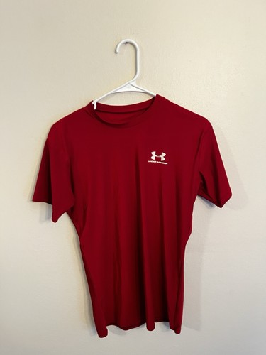 Under Armour UA MENS XLARGE RED compression shirt short sleeve poly ...