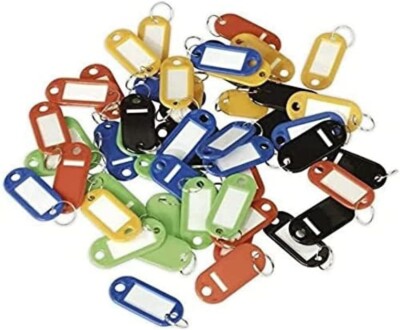 Coloured Plastic Key Fobs Luggage Id Tags Labels Key rings with Name ...