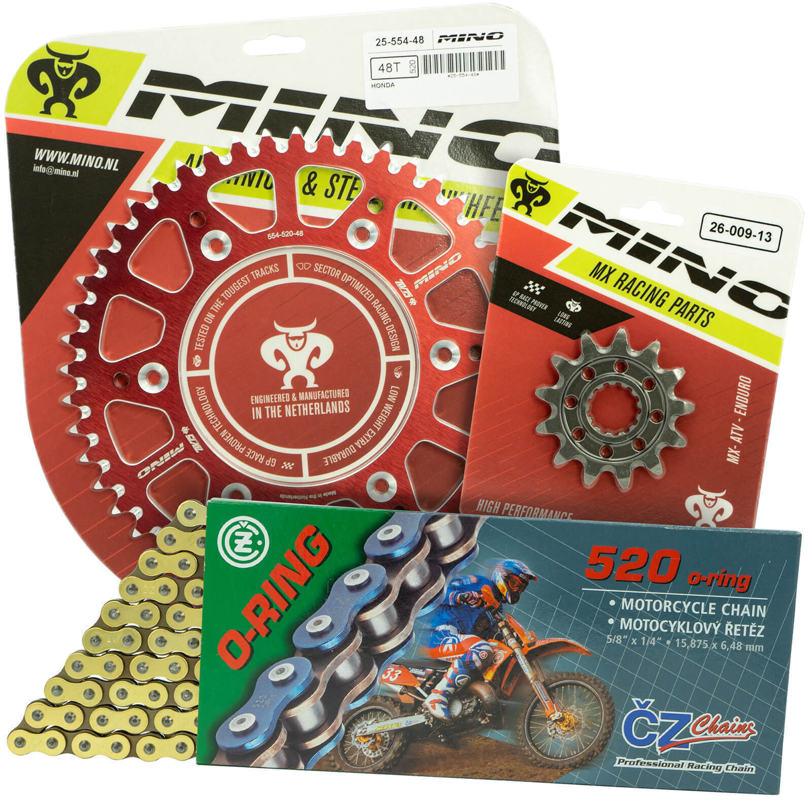 Gas Gas EX250F 2021 - 2022 Mino 14T/52T Gold O-Ring CZ Chain & Red ...