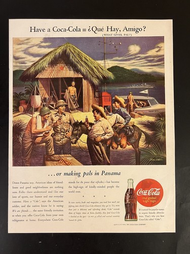 Coca-Cola 1944 WWII Era “Panama” Magazine Print Add 10x12.5 Patriotic ...