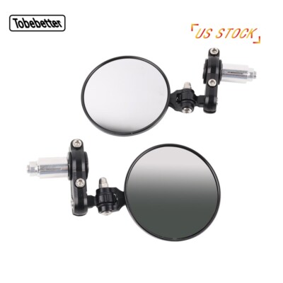 New Round 7/8" End Folding Bar Side Mirrors for Honda Yamaha Suzuki ...