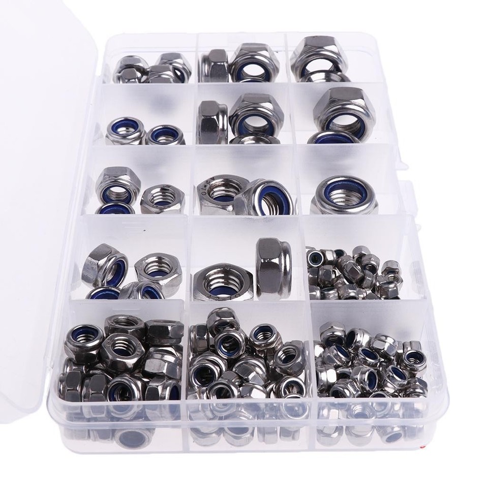 Metric 304 Stainless Steel Nylon Lock Nuts Assortment M3 M4 M5 M6 M8 ...