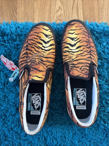 New - Custom made Vans Tiger Print Comfy Cush Slip Ons | eBay