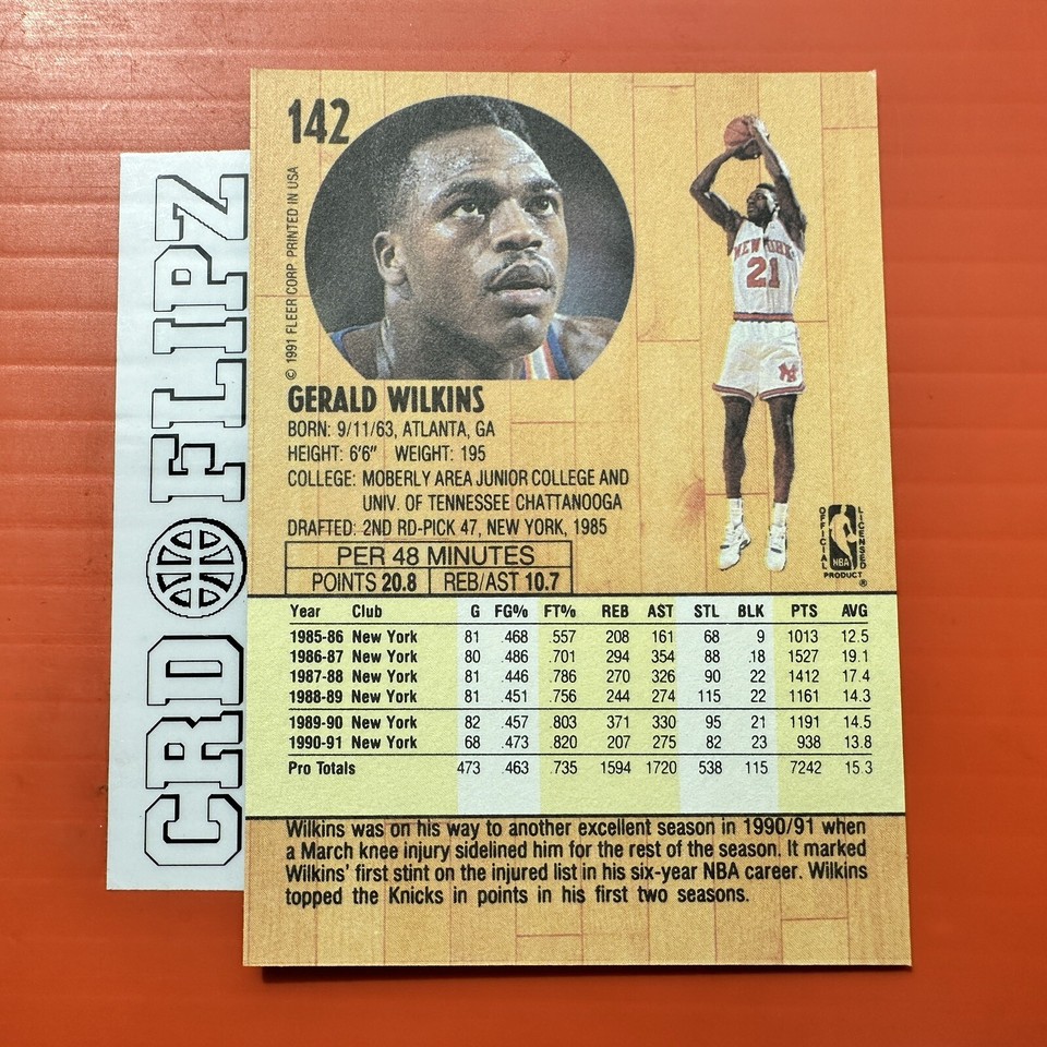 Gerald Wilkins New York Knicks 1991-92 Fleer #142 | eBay