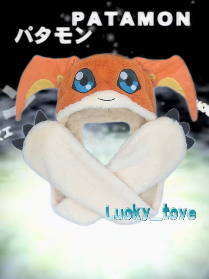 Digimon Adventure Patamon Plush Hat Ears Movable Digital Monster Scarf ...