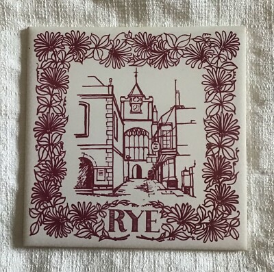 H&R Johnson Tiles Ltd. Rye England Ceramic 6" Red Flowers Village Tile ...