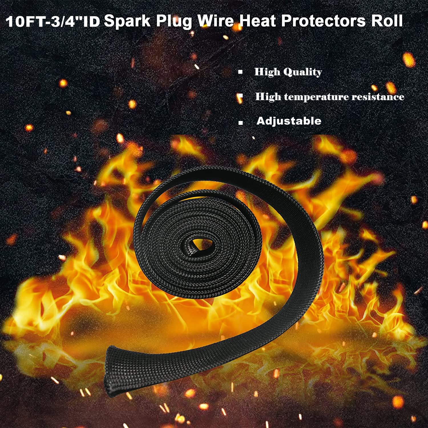 Heat Sleeve Adjustable Heat Shield Black 10FT X 20MM(3/4'') heat shroud ...