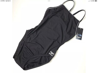 6/26 Speedo Women's One Piece Endurance+ Skimpy Thin Strap Black Ss56 ...