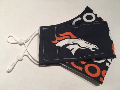 Homemade Denver Broncos 100% Cotton Fabric Reusable Face Mask FREE ...