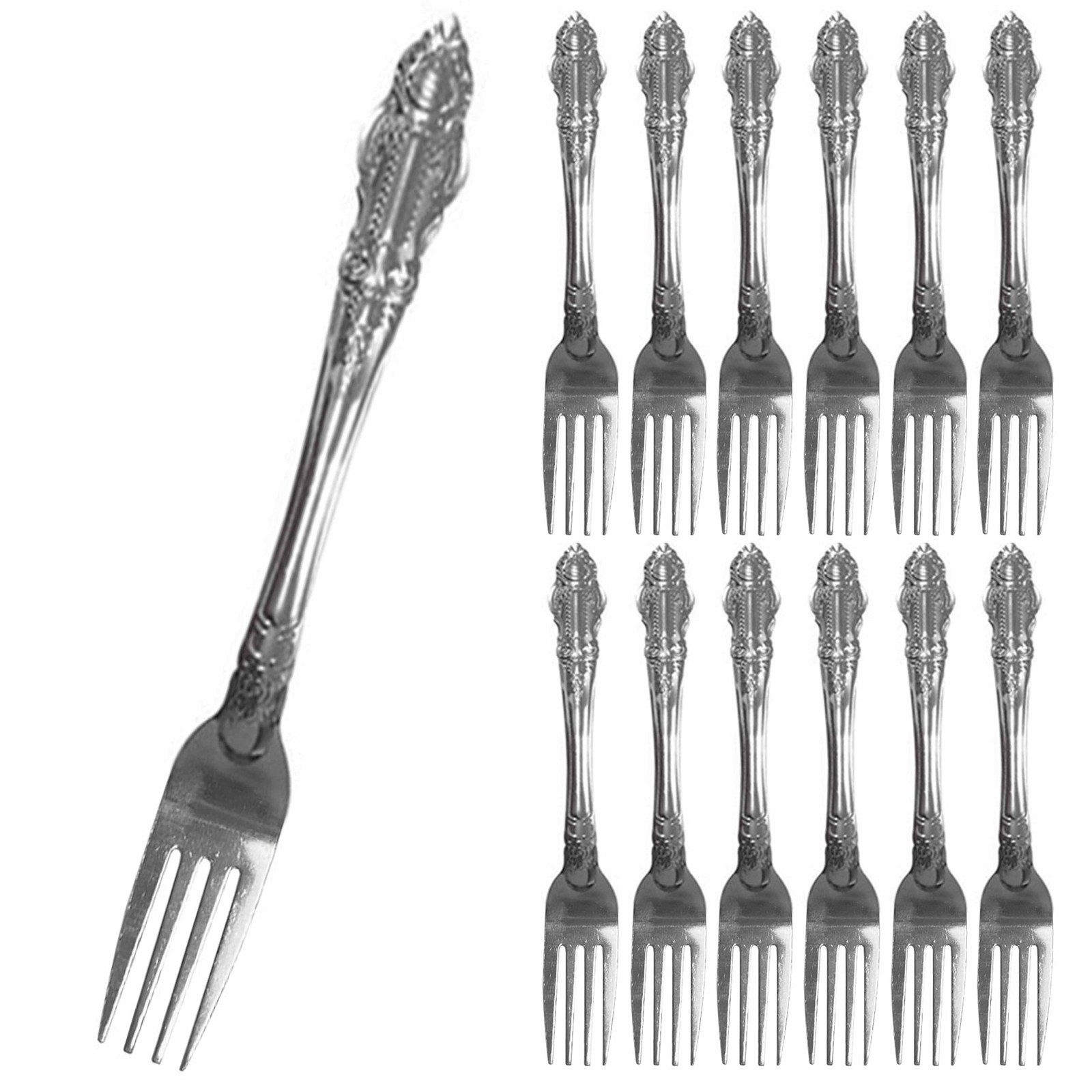 12 Pc Silverware Fork Set Stainless Steel Dinner Table Flatware Cutlery ...