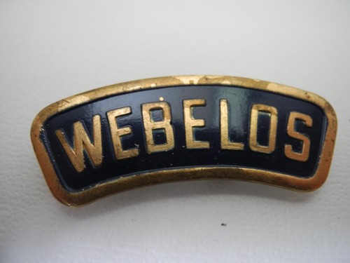 Vintage BSA Enameled WEBELOS Boy Cub Scout Tri-color Ribbon Curved Pin ...