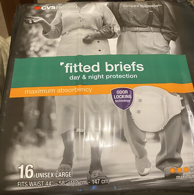 CVS Health Day & Night Fitted Briefs Maximum Absorbency ~ 16 Count ...