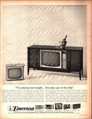 1964 Emerson Color TV Vintage Print ad im host tonight you take care of ...