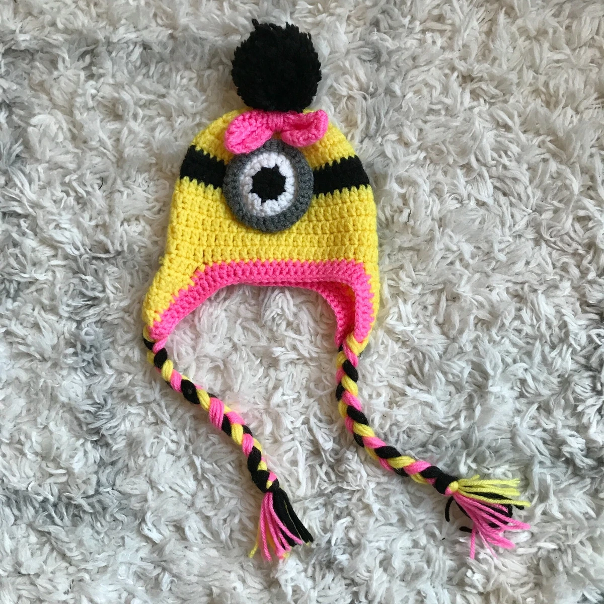 Pink Minion Crochet Hat