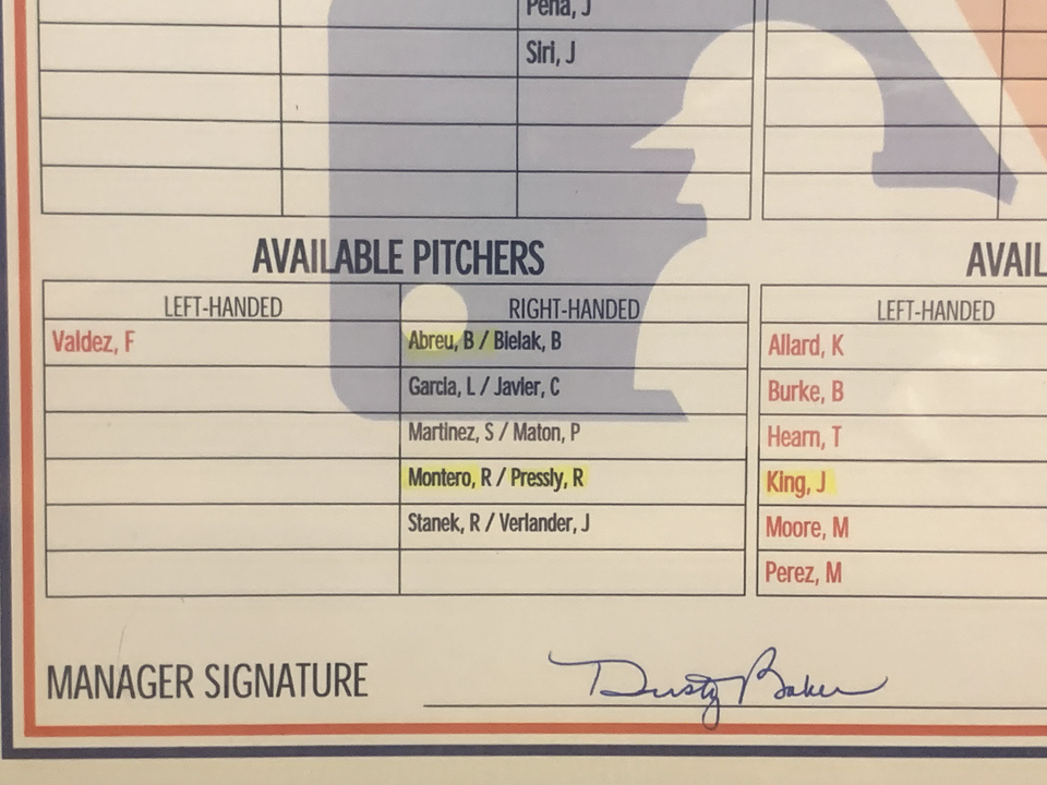 Houston Astros at Texas Rangers Game Used Lineup Card 6/14/22 - Kyle ...