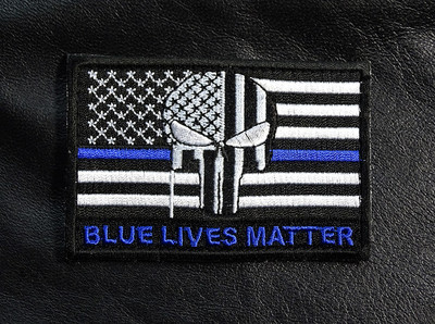 10pc BLUE LIVES MATTER BLUE LINE SKULL US FLAG HOOK POLICE PATCH | eBay