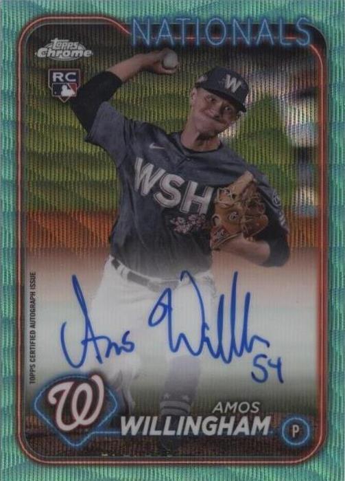 2024 Topps Chrome - Rookie Autographs Amos Willingham #RA-AMW Aqua Wave ...