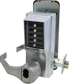 L1000 Series Mechanical Pushbutton Cylindrical Lever Lock, Satin Chrome ...