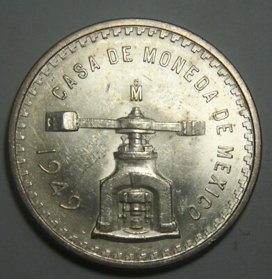 1949 Mexico ESTADOS UNIDOS MEXICANOS Silver Onza KM# M49a - No Reserve ...