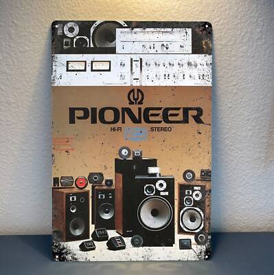 Pioneer Vintage Stereo Audiophile Hi-Fi Speakers Metal Poster -20x30cm ...