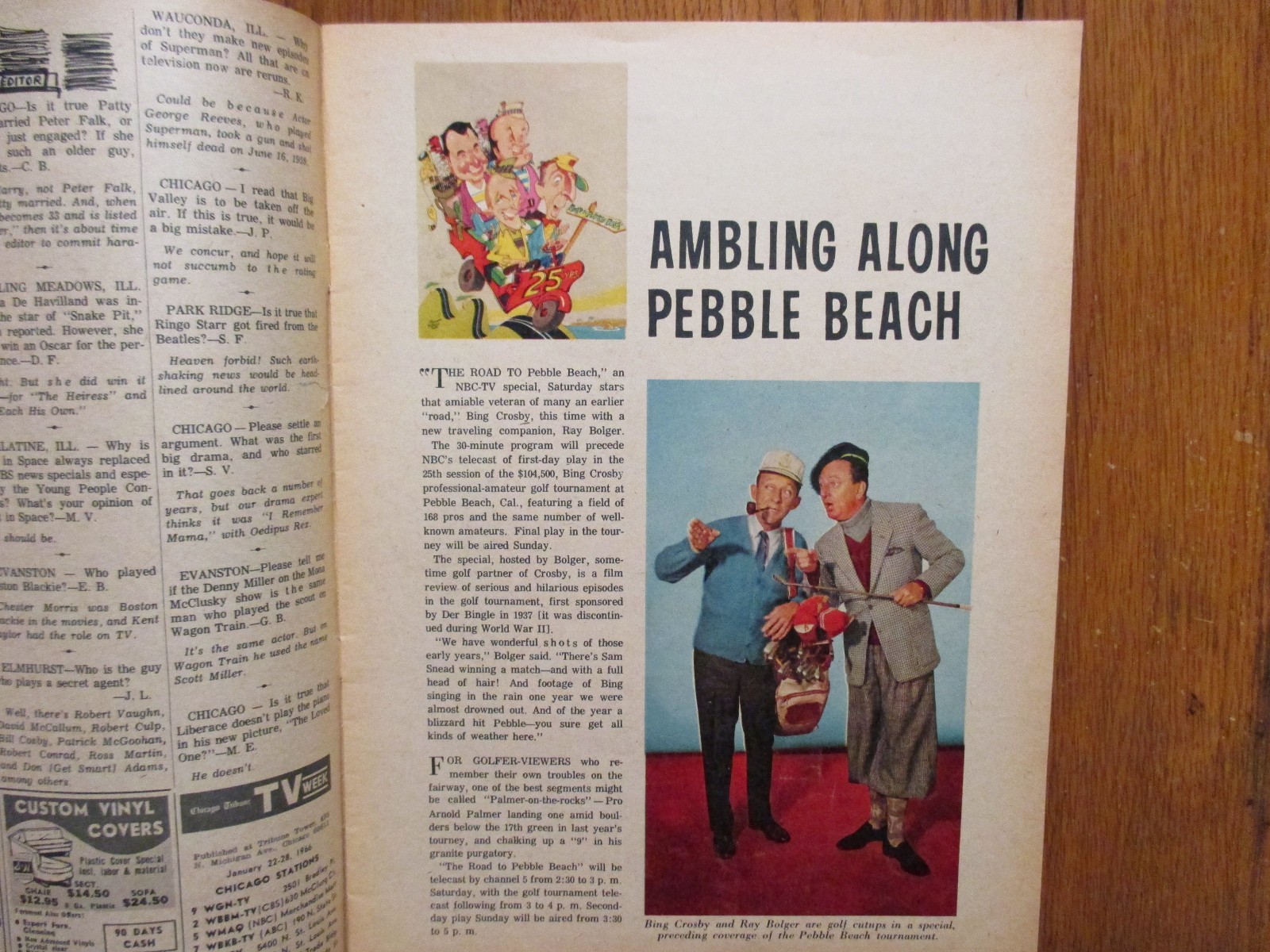 Jan. 22-1966 Chicago Tribune TV Week Magazine(RAY BOLGER/BING CROSBY ...
