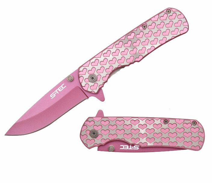 8" Ladies HEARTS TACTICAL Combat Spring Open Assisted Pocket Knife ...