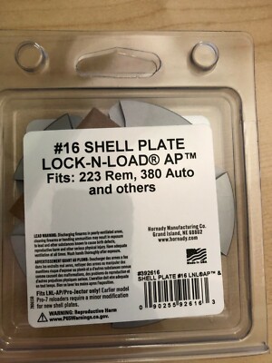 NEW HORNADY #16 Shell Plate Fits: 223 Rem, 380 Auto. 392616 90255926163 ...