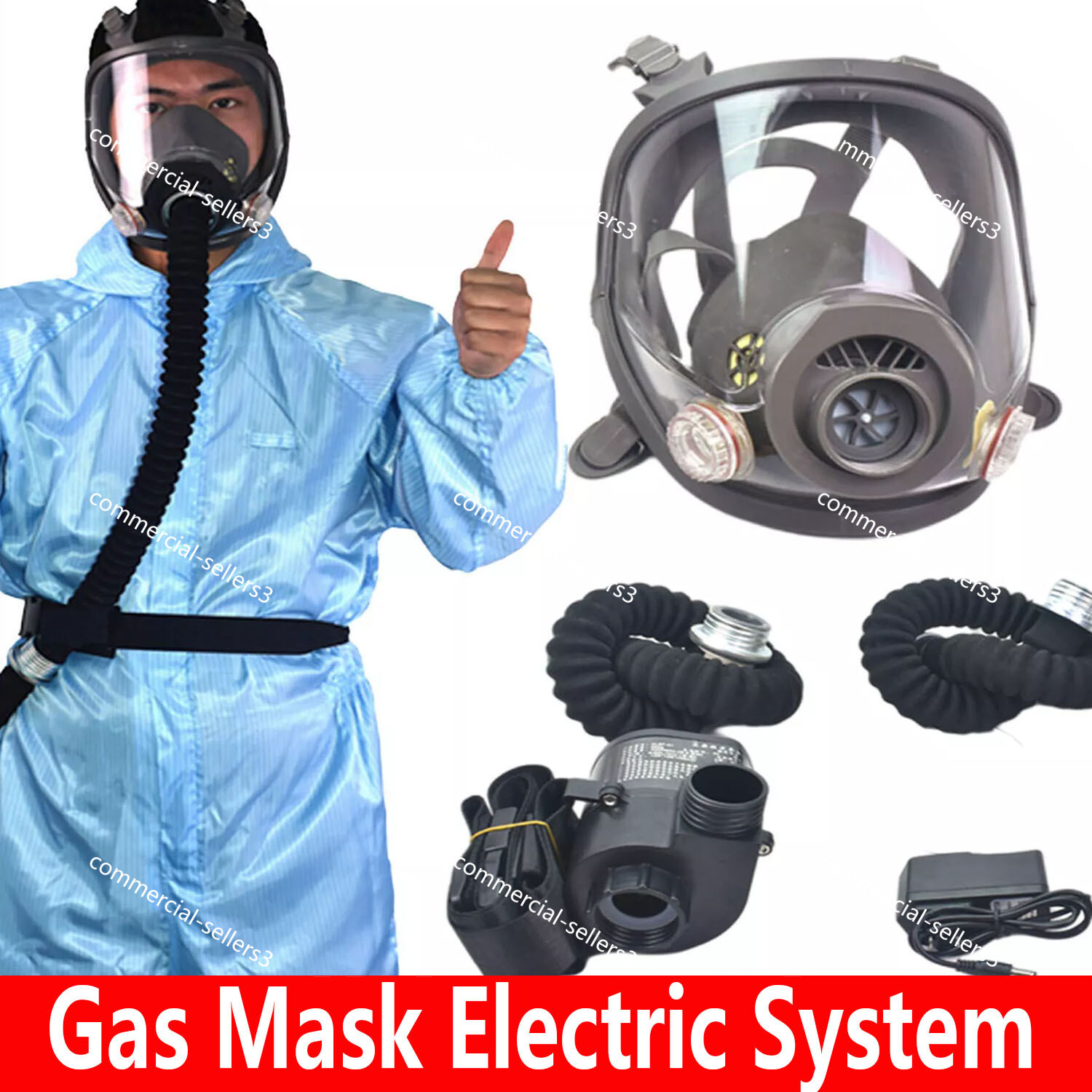 Electric Full Face Gas Mask Painting Spraying Respirator w/Filters for ...