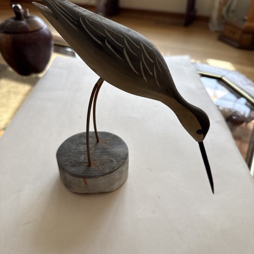 Hand Carved Wood Shore Bird Sculpture Painted Decoy 10” Folk Art ...